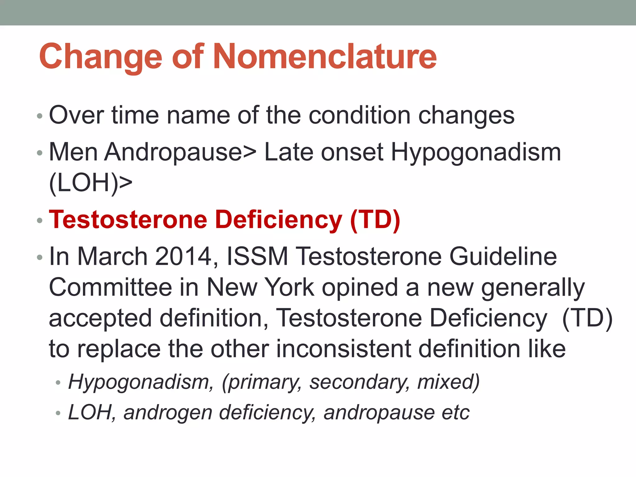 Testosterone Deficiency in Male by Dr Selim | PPTX