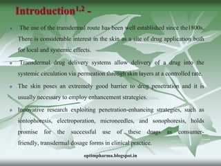 Transdermal Drug Delivery System | PPTX