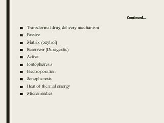 Transdermal Drug Delivery System | PPTX