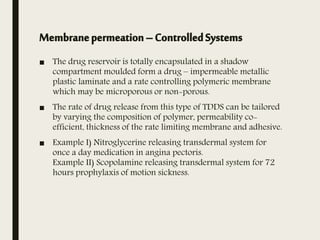 Transdermal Drug Delivery System | PPTX
