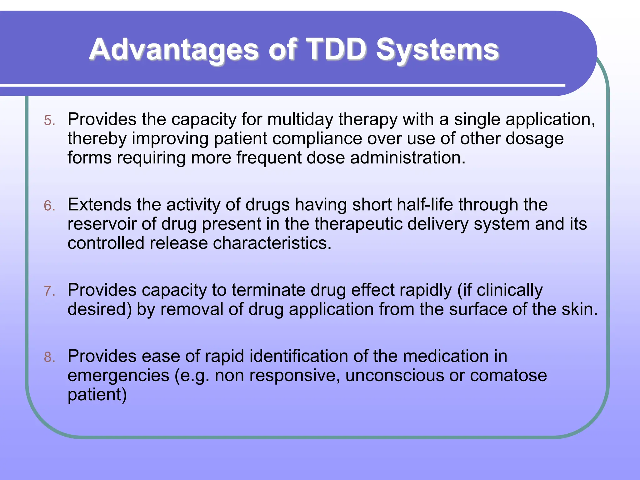 TRANSDERMAL DRUG DELIVERY SYSTEMS advantages, disadvantages | PPT