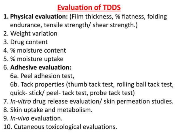 TRANSDERMAL DRUG DELIVERY SYSTEMS (TDDS) | PPT