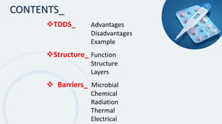 Transdermal Drug Delivery Systems: Structure of Skin & Barriers | PDF
