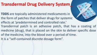 Transdermal Drug Delivery Systems: Structure of Skin & Barriers | PDF
