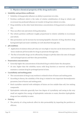 Transdermal Drug Delivery Systems - A writeup | PDF