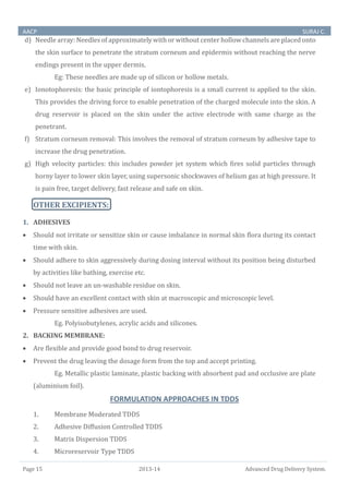 Transdermal Drug Delivery Systems - A writeup | PDF