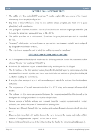 Transdermal Drug Delivery Systems - A writeup | PDF