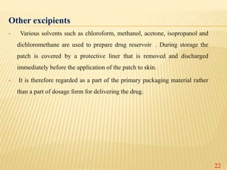 TRANSDERMAL DRUG DELIVERY SYSTEM | PPTX