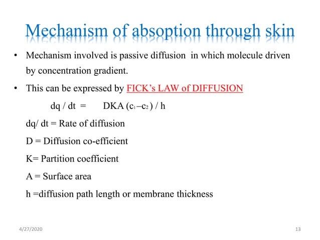 Introduction of Transdermal Drug Delivery System (TDDS) | PPTX | Skin ...
