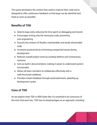 TDD vs. BDD: A Practical Comparison for Modern Development Teams | PDF