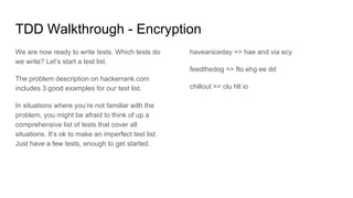 TDD Walkthrough - Encryption | PPT