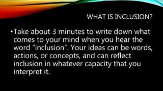 Training and Design for Experiential Learning: Inclusion | PPTX