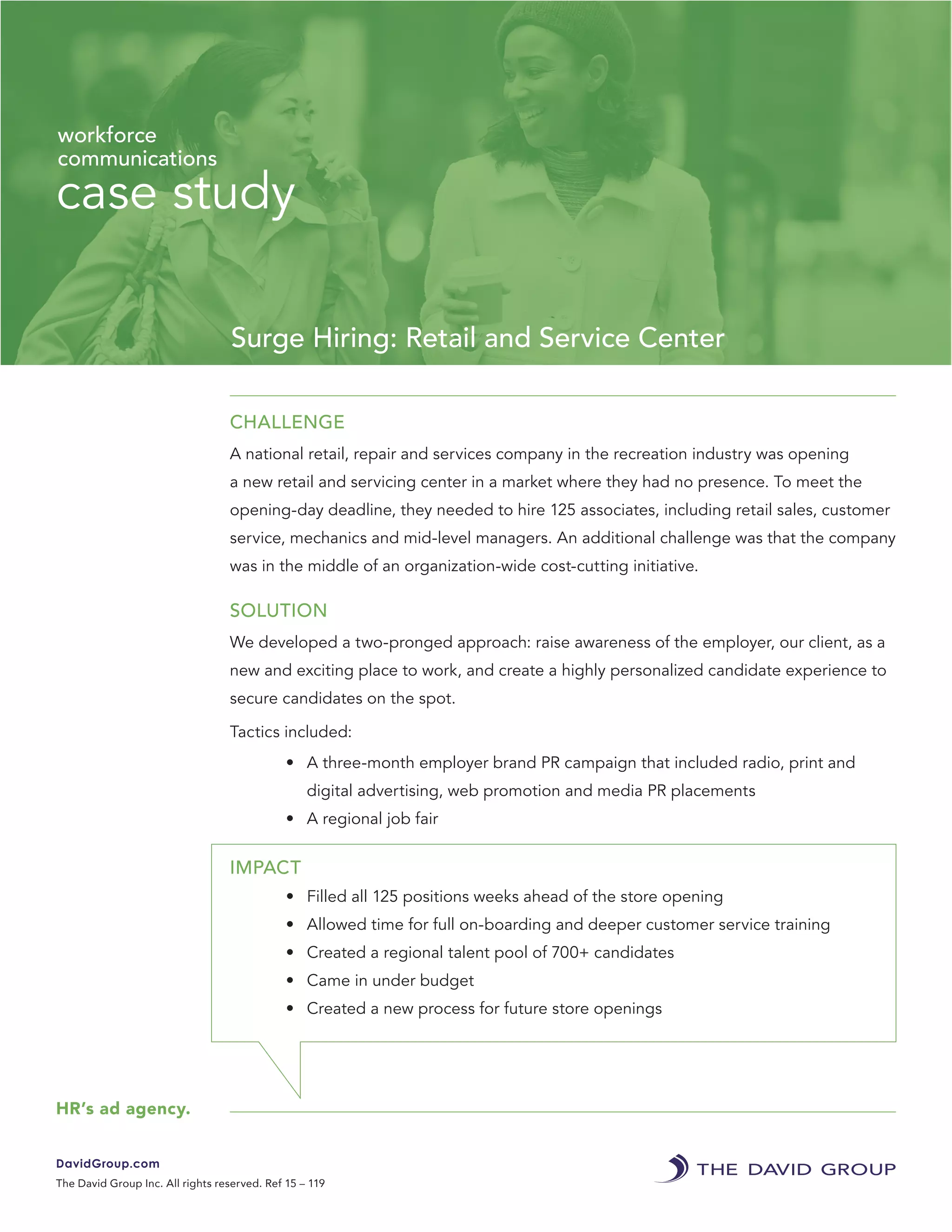 Employer Branding Case Study: Retail and Service Center | PDF