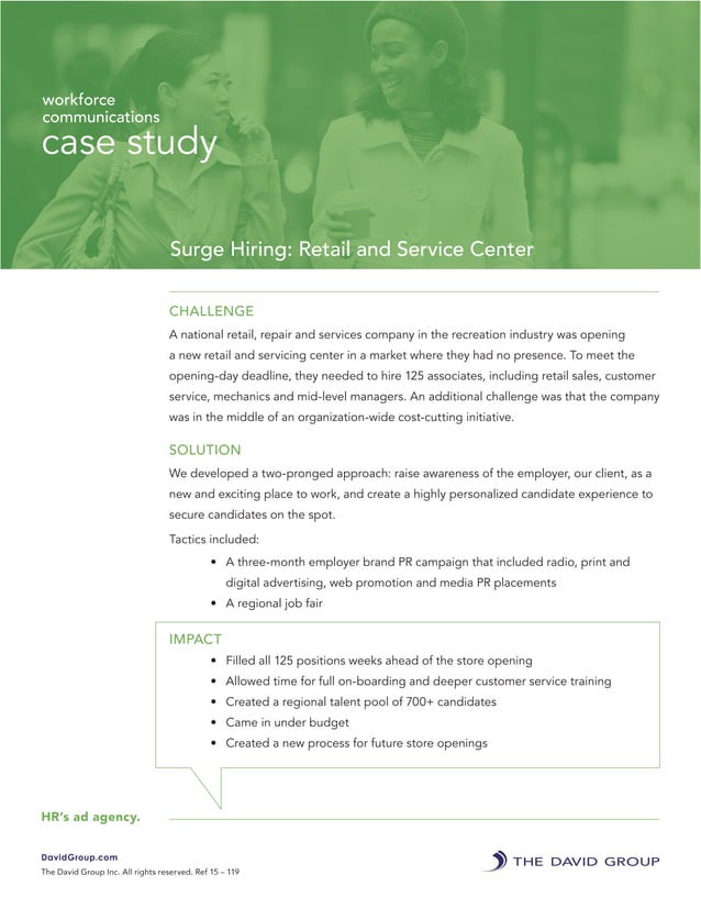 Employer Branding Case Study: Retail and Service Center | PDF
