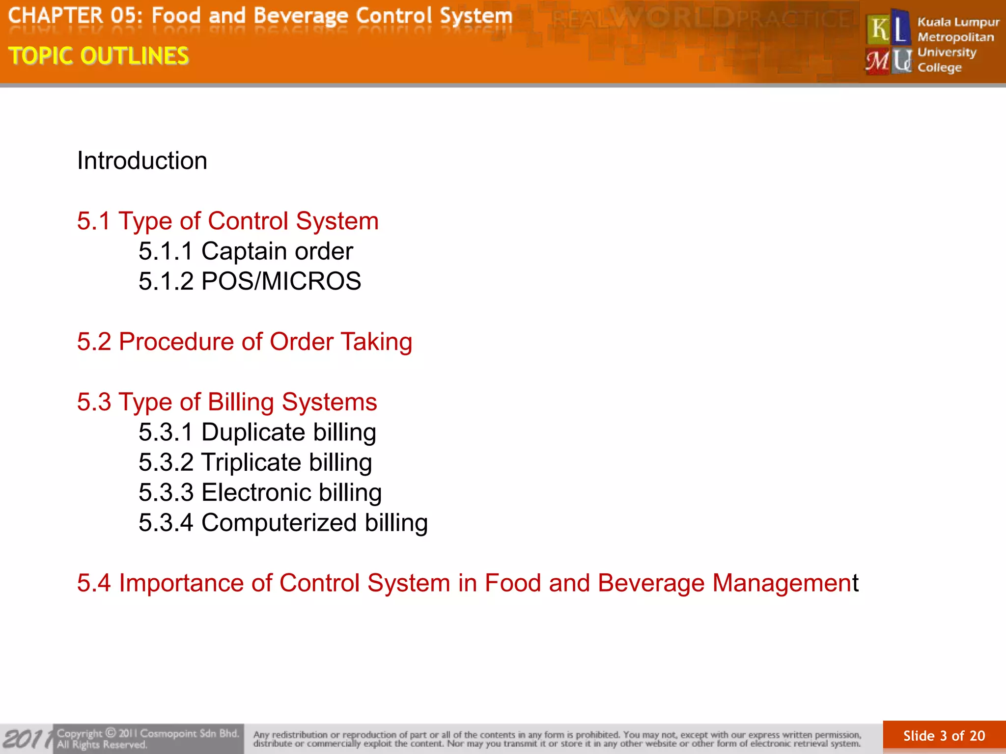 Food and Beverage Management - Unit 5 | PPT