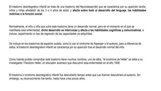 trastorno desintegrativo infantil síndrome de Heller | PPTX