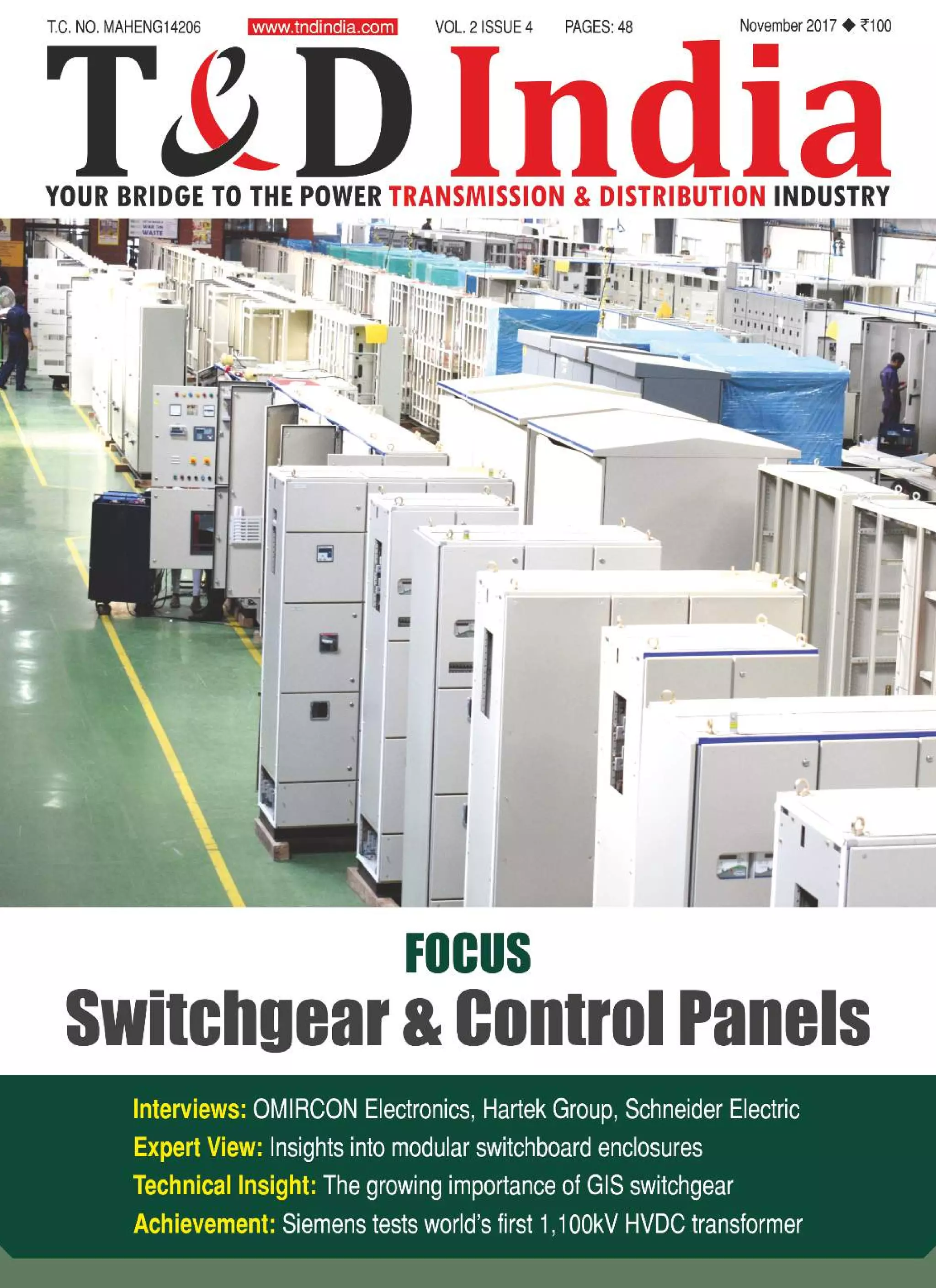 T&D India (November 2017) - Swithchgear & Control Panels | PDF