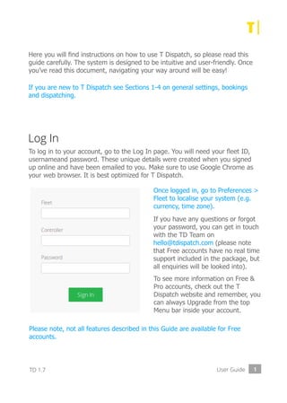 T dispatch user guide | PDF