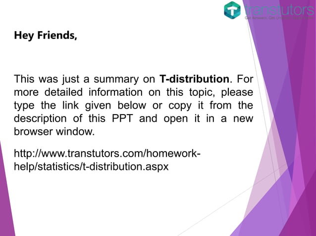 T distribution | Statistics | PPTX | Physics | Science