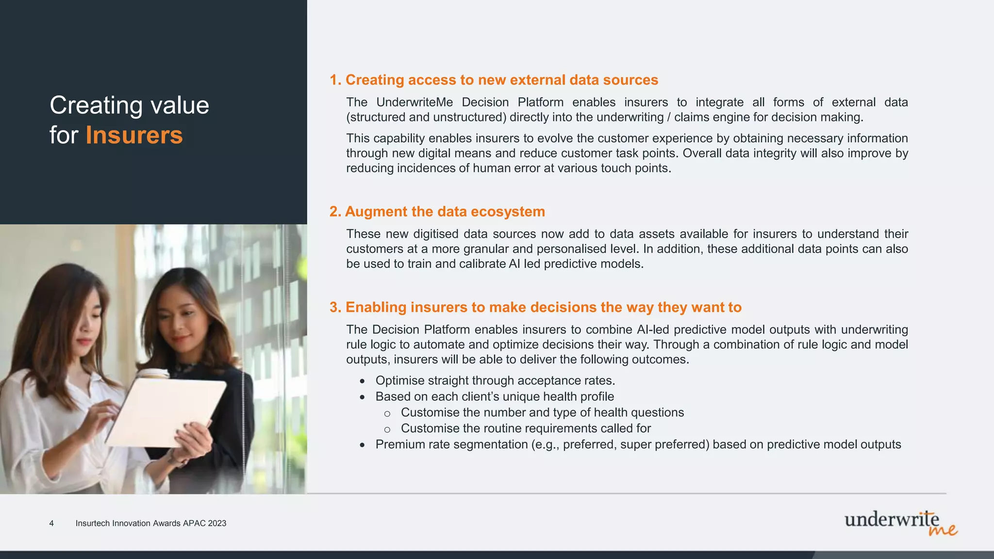 UnderwriteMe - Insurtech Innovation Award 2023 | PPTX