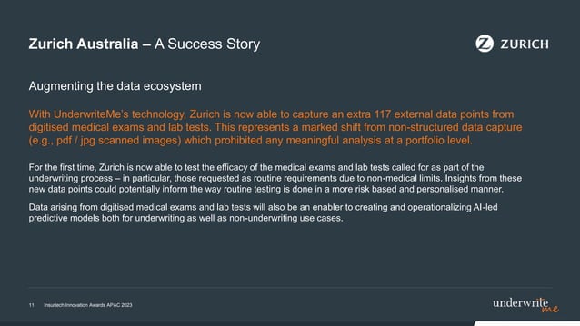 UnderwriteMe - Insurtech Innovation Award 2023 | PPTX