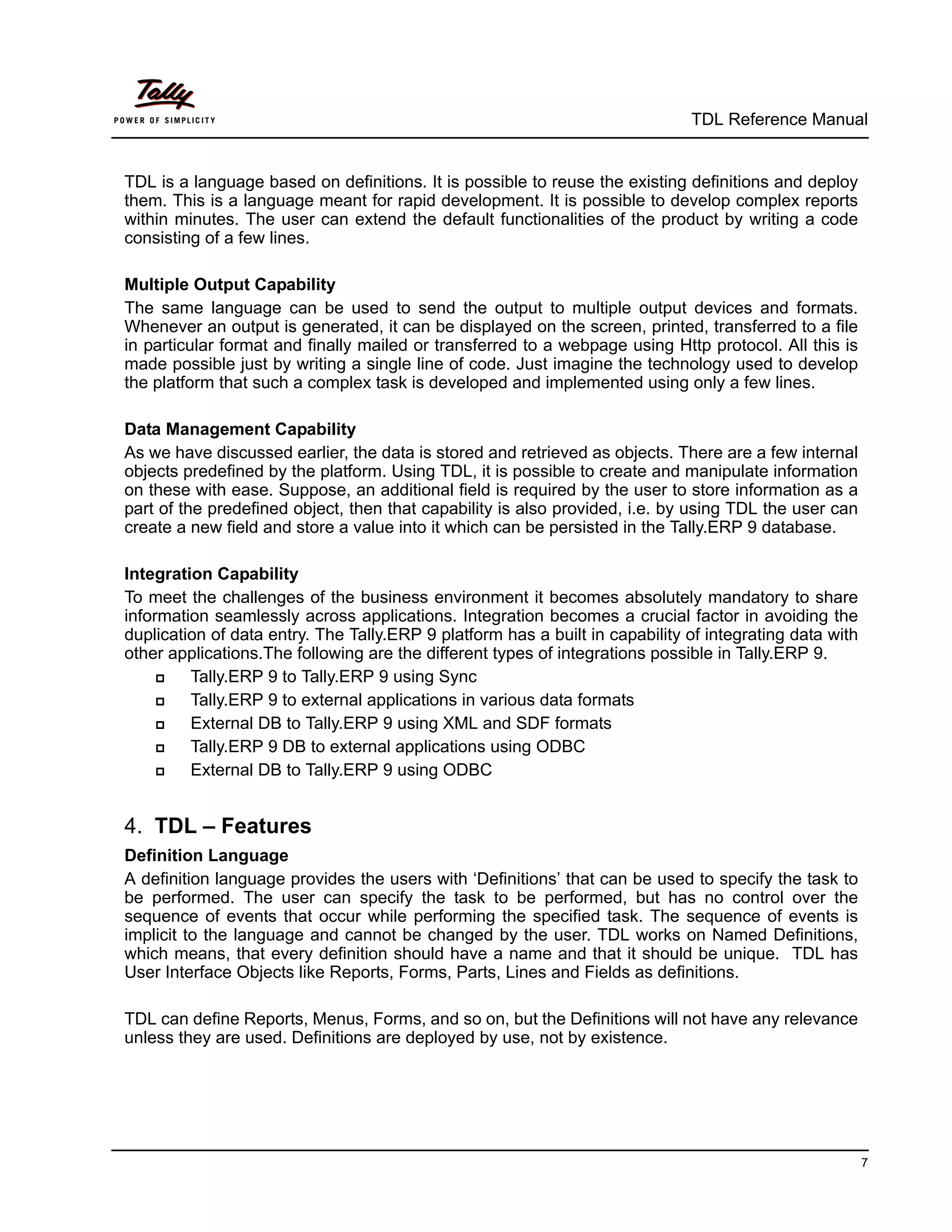 Tdl reference manual | PDF