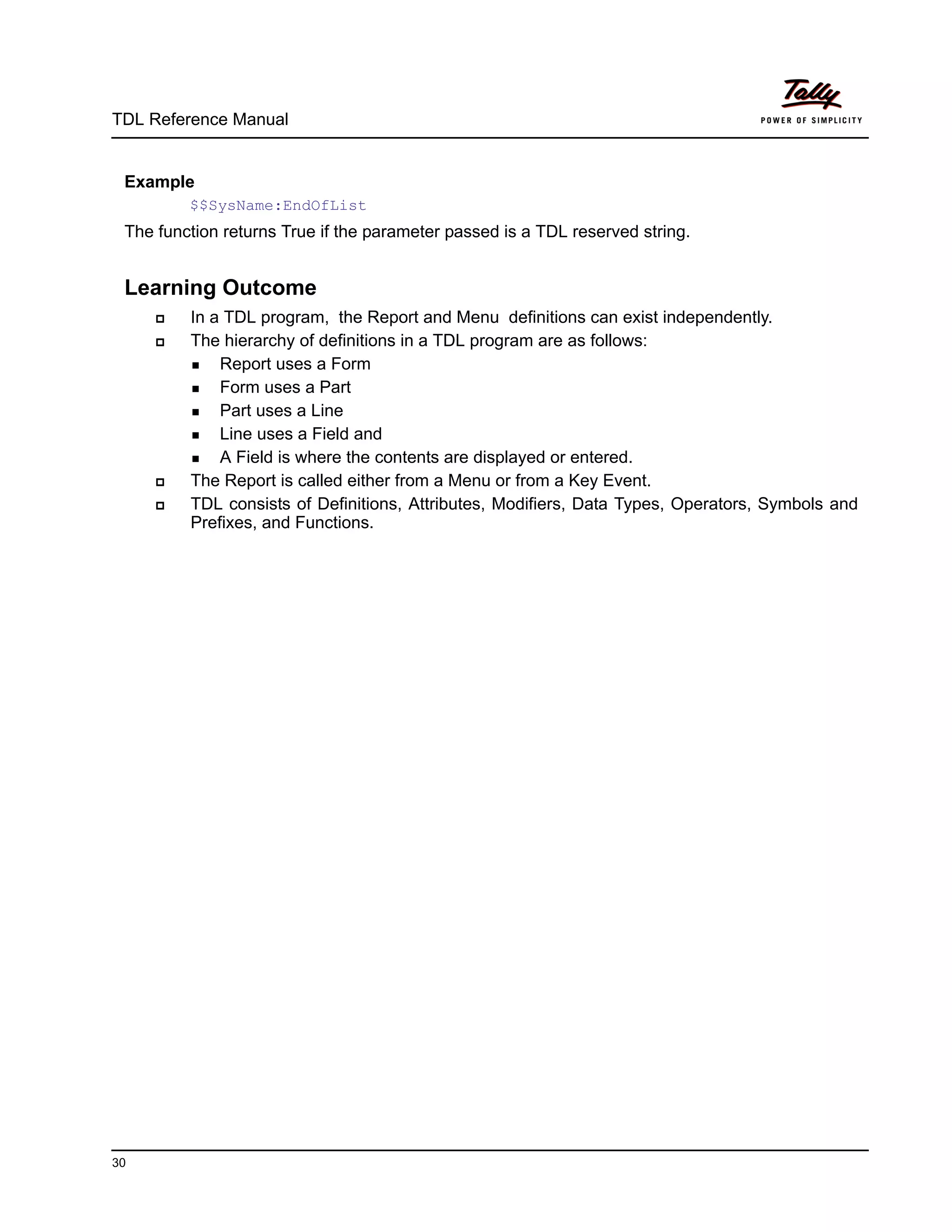 Tdl reference manual | PDF