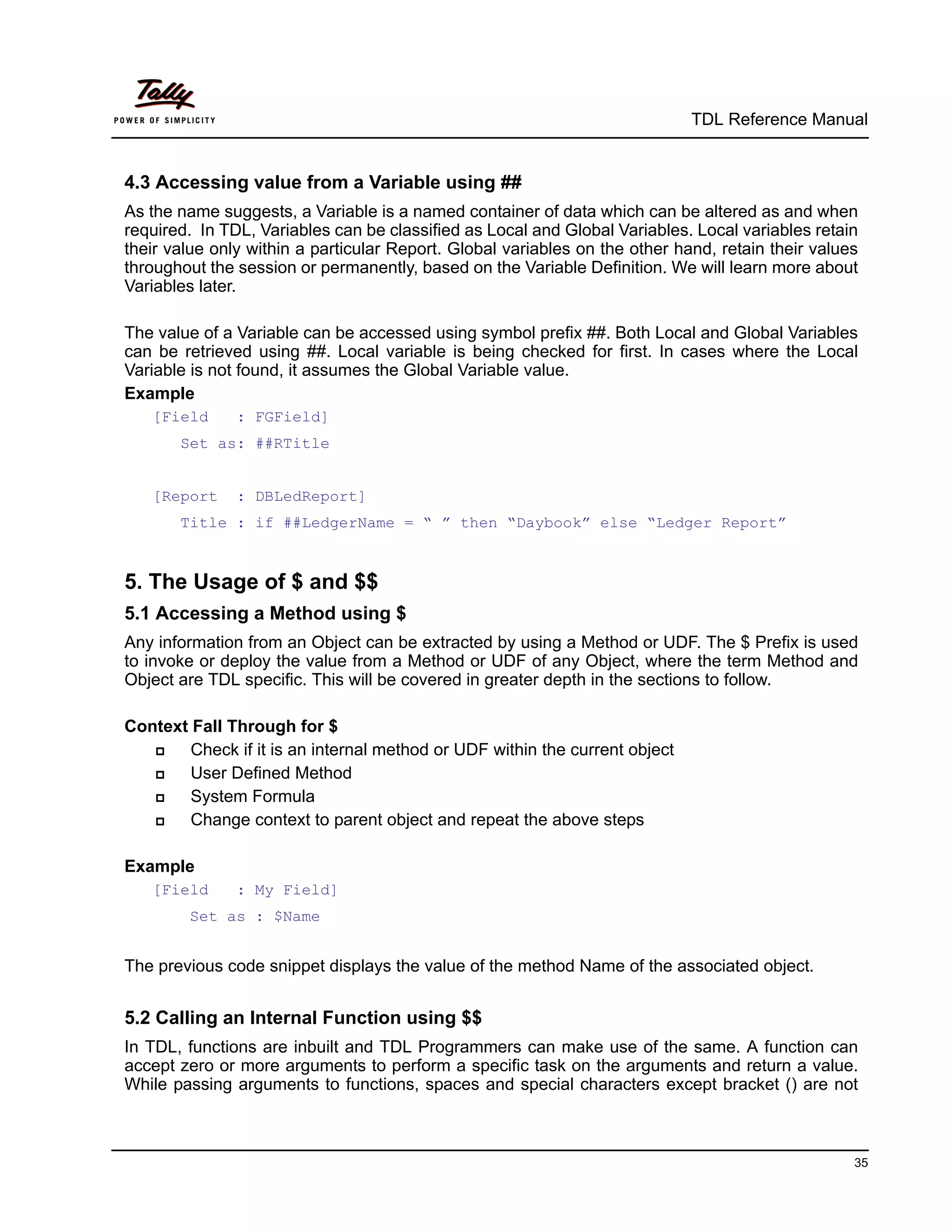 Tdl reference manual | PDF