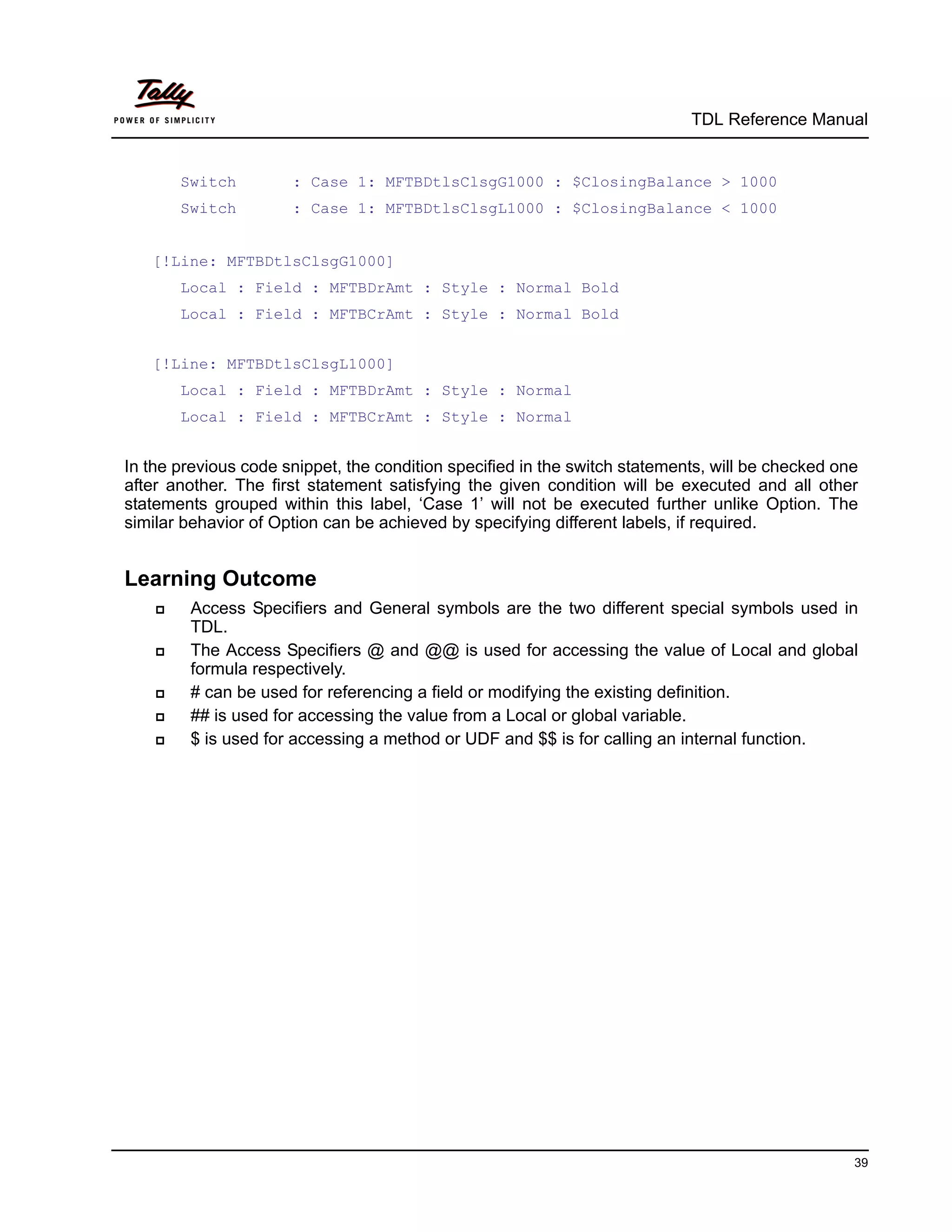 Tdl reference manual | PDF