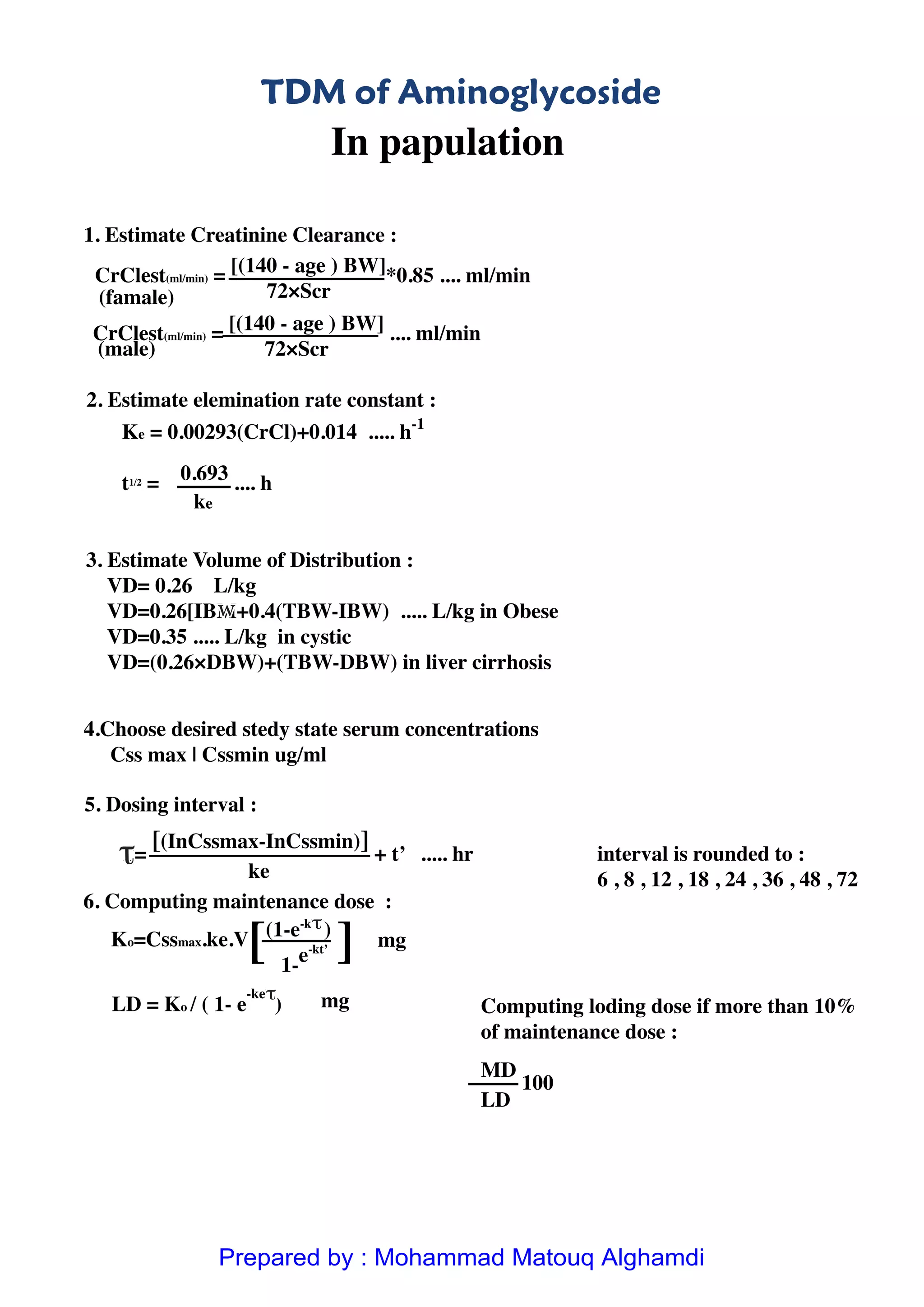 The Most Equations use for TDM | PDF | Chemistry | Science