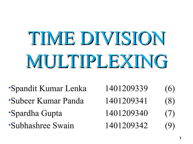 Time Division Multiplexing | PPT
