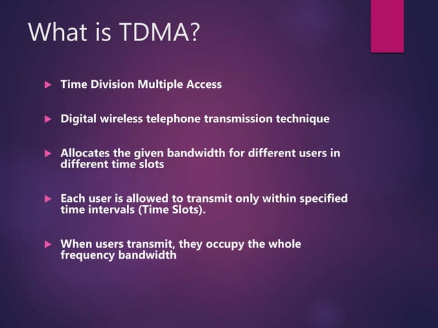 Tdma Time Division Multiple Access Pptx Computer Networking Computing