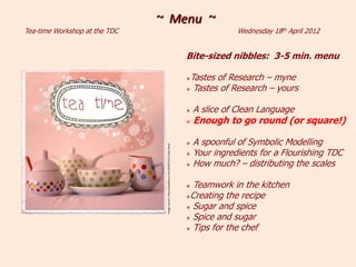 Tea-time at the TDC: Modelling with Metaphor and Transdisciplinary ...