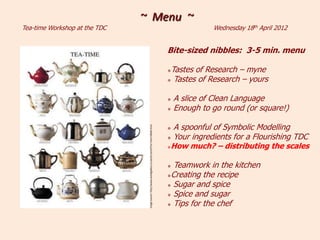 Tea-time at the TDC: Modelling with Metaphor and Transdisciplinary ...