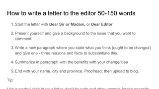 How to write a letter to the editor | PPTX