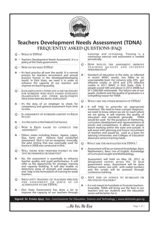 Teachers Development Needs Assessment (TDNA) advert | PDF