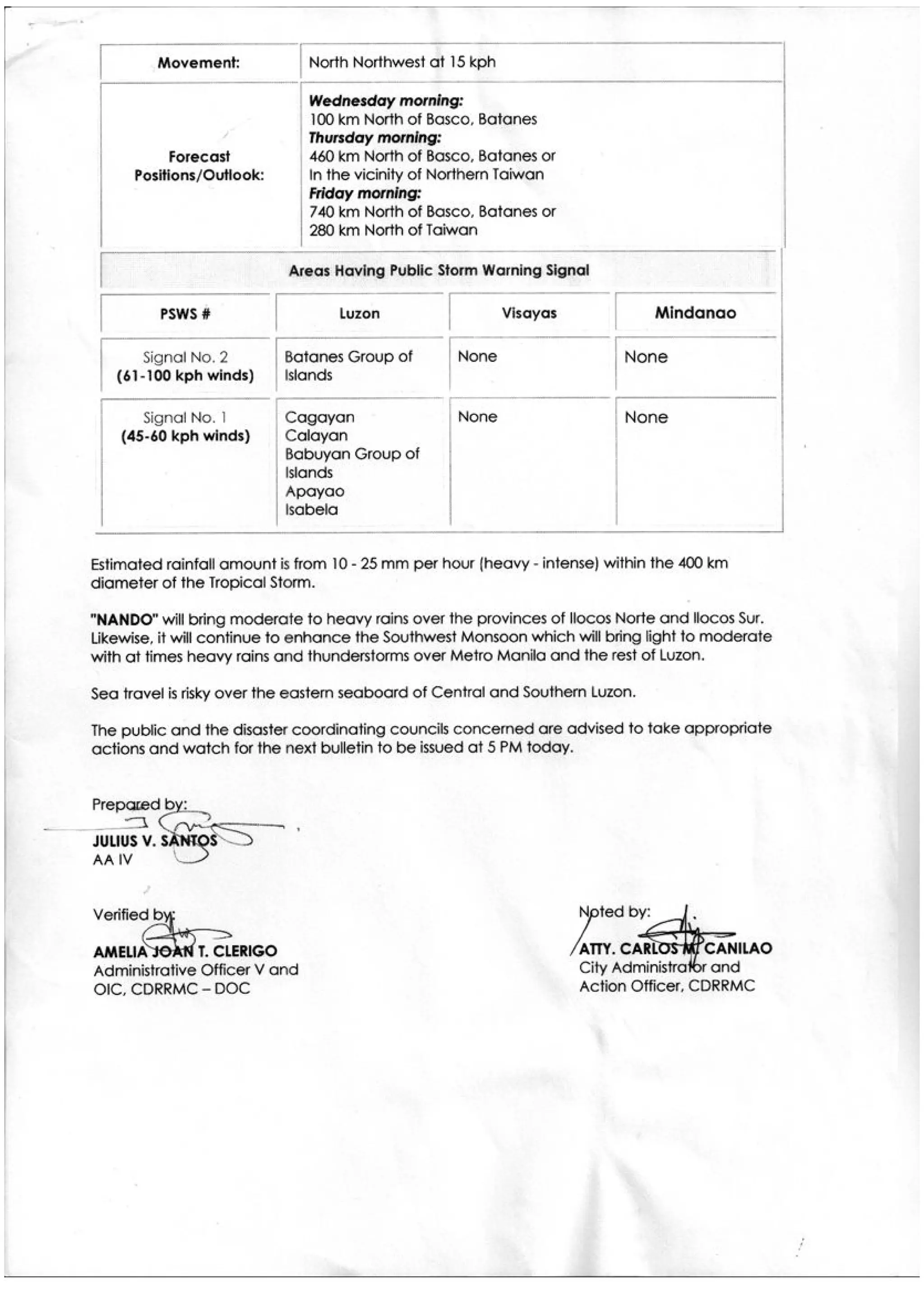 Tropical Depression Nando and SW Monsoon Sitrep #1 | PDF
