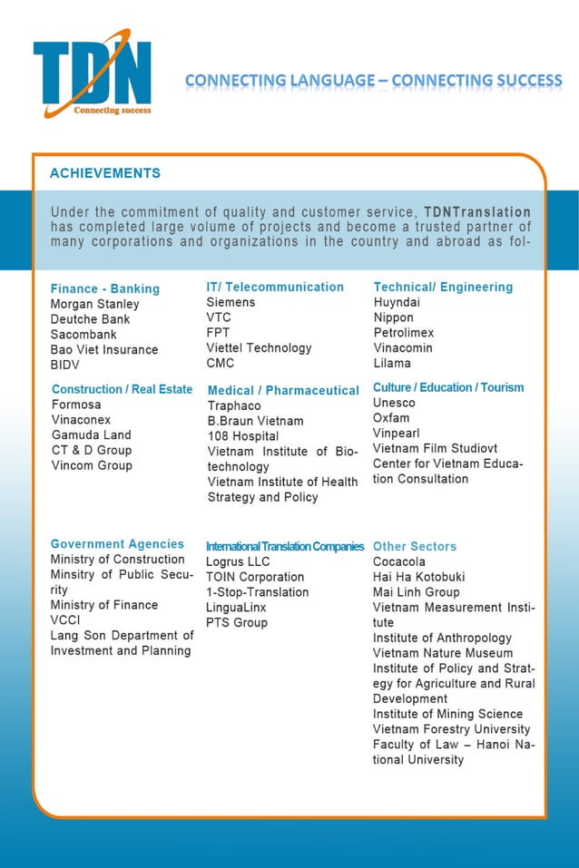 Tdn Translation Brochure English | PDF