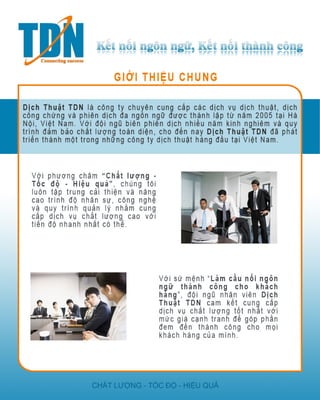 Giới thiệu công ty Dịch Thuật TDN | PDF