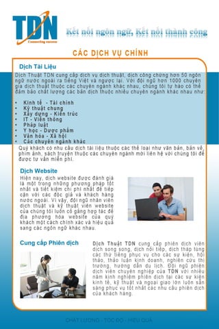 Giới thiệu công ty Dịch Thuật TDN | PDF