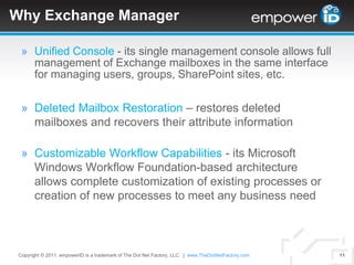Exchange Manager | PPTX | Computing | Technology & Computing