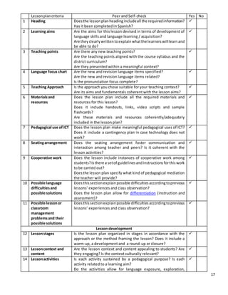 Tdp secundaria- trech-4th -llesson-plan-class-4-9 | DOCX | Educational Assessment | Education