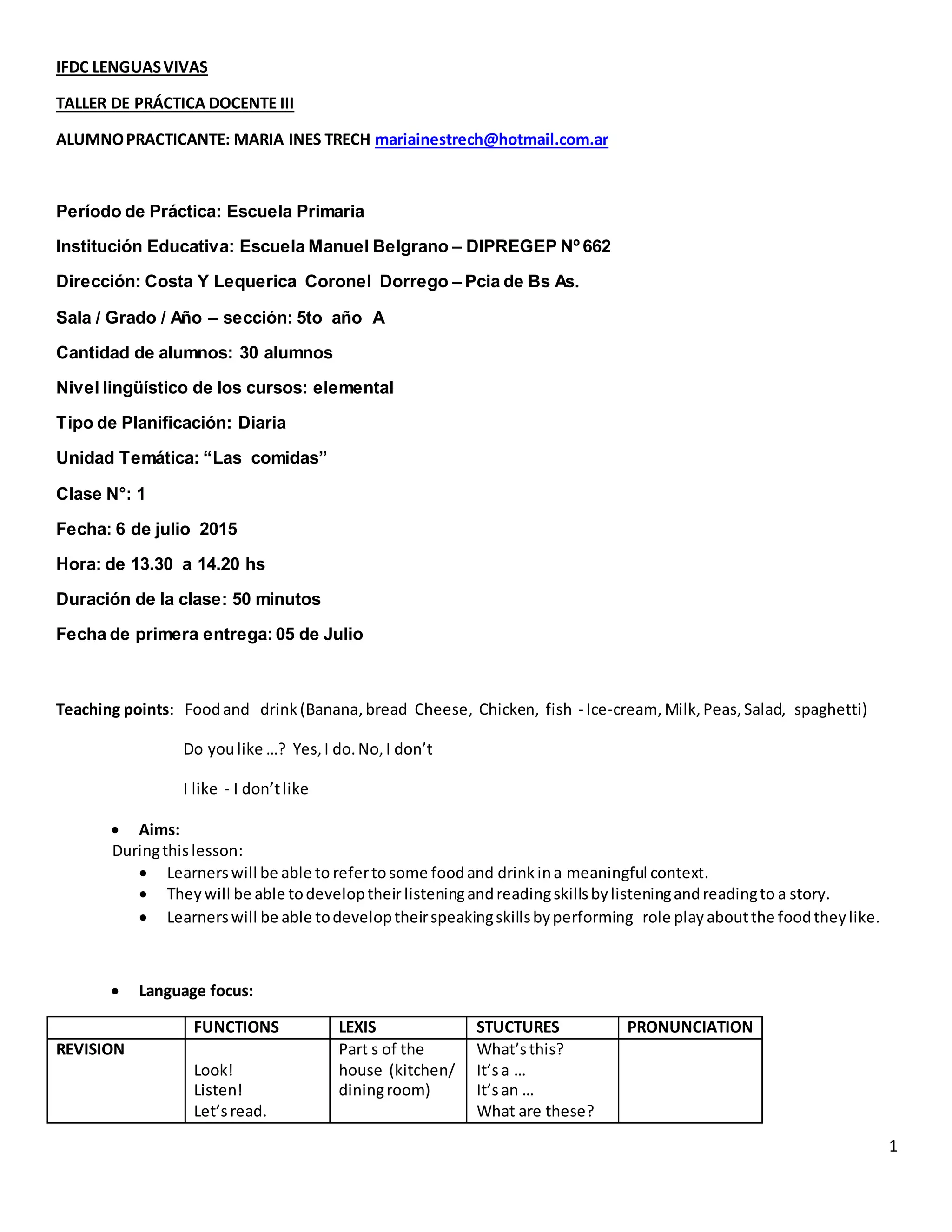 Tdp trech-2nd-llesson-plan-primaria-class-2-7.8 | PDF