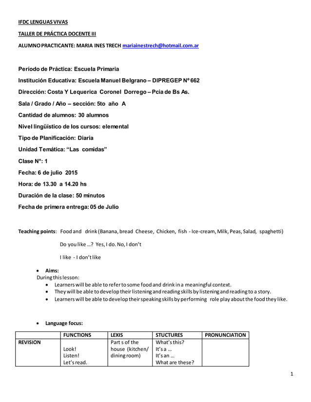 Tdp trech-2nd-llesson-plan-primaria-class-2-7.8 | PDF