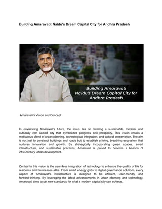 Building Amaravati: Naidu's Dream Capital City for Andhra Pradesh | PDF