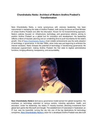 Chandrababu Naidu: Architect of Modern Andhra Pradesh's Transformation ...