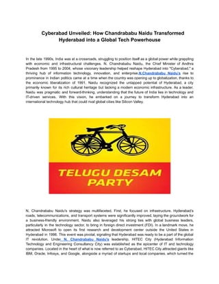Cyberabad Unveiled: How Chandrababu Naidu Transformed Hyderabad into a ...