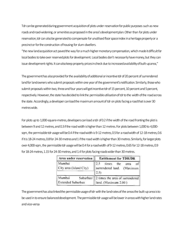 Transferable development rights - Mumbai | DOCX