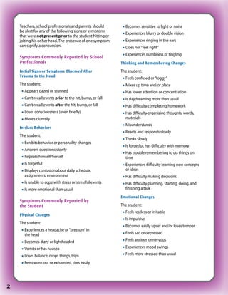 PA Dept of Education and BrainSTEPS: Concussion Teacher's Desk ...