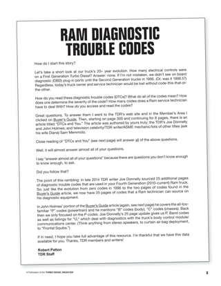 RAM DIAGNOSTIC TROUBLE CODES - TURBO DIESEL REGISTER | PDF